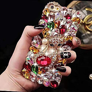 Ostop Bling Diamond Case Compatible with Samsung Galaxy S20 Plus Crystal Rhinestone Case,Sparkle Full Stones Clear Glitter Homemade 3D Cute Fox Animals Phone Back Cover Women Girls,Red