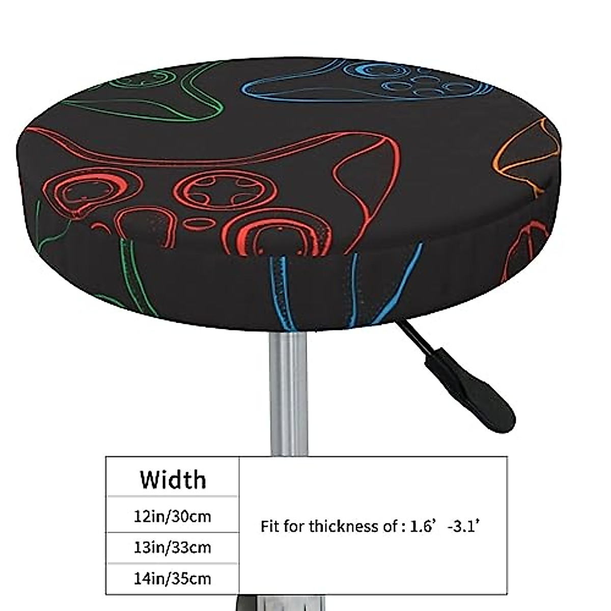 Mosytuky 14 Inch Padded Round Bar Stool Cover Cushion with Elastic Fabric Round Chair Seat Cushion for for Dining Room Office Salon Kitchen - Gamepad Joystick Game