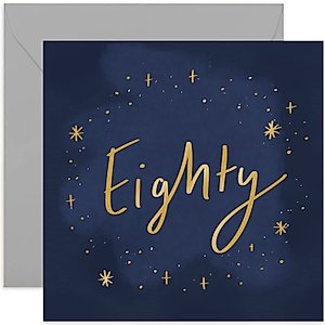 Old English Co. Stars 30th Birthday Card - Stylish Gold Foil Thirtieth Celebrations Greeting Card for Her or Him | Thirty Card For Men and Women | Blank Inside & Envelope Included (30th) (80th)