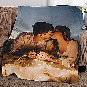 YESCUSTOM Personalized Blanket with Photo Text Custom Throw Blanket Using My Own Pictures for Christmas Family Mom Dad Dog Sisters Friends Besties Grandma Wife