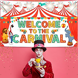 KatchOn, XtraLarge Welcome To The Carnival Banner - 72x44 Inch | Carnival Decorations for Carnival Theme Party Decorations | Carnival Games Decor for Circus Theme Party Decorations | Carnival Backdrop