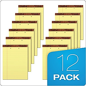 TOPS The Legal Pad Writing Pads, 8-1/2" x 11-3/4", Canary Paper, Legal Rule, 50 Sheets, 12 Pack (7531)