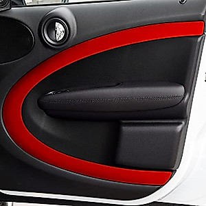 Toworldit 4pcs/Set Alcantara + ABS Material Inner Door Panel Cover Trim Sticker Compatible with BMW Mini Cooper R60 2011-2016 (Red)