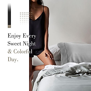 WishSmile Cooling Pillowcases Queen Pillow Cases Set of 2,Hair and Skin Friendly,Light Grey,20x30 inches