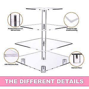 Cupcake Stand, 4 Tier Cupcake Stand for 50 Cupcakes, Square Tiered Cupcake Tower, Clear Acrylic Cupcake Holder, Dessert Stands for Party, Wedding, Birthday, Baby Shower, Halloween