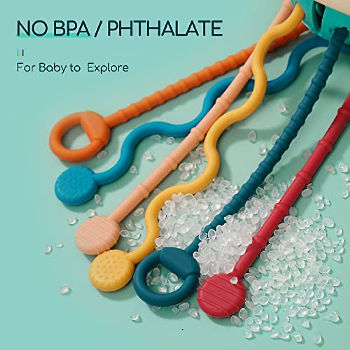 Montessori Toys for 1 Year Old Airplane Travel Essentials Kids Baby Toys 6 to 12 Months Sensory Toys for Toddlers 1-3 Pull String Fine Motor Skill Boy Girl Gifts BPA Free with Food Grade Silicone