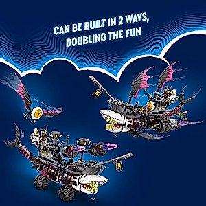 LEGO DREAMZzz Nightmare Shark Ship 71469, Construct The Building Toy Set as a Flying Pirate Ship or a Monster Truck, includes 4 Minifigures, Shark Toy, Gift for Tweens and Kids Ages 10 and Up