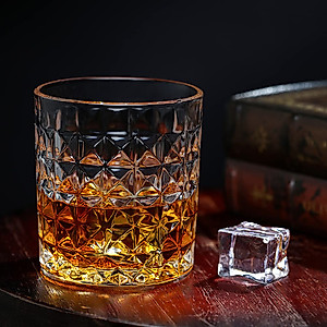 Whiskey Glasses Set of 2, 10.5 oz Old Fashioned Rocks Glass Whiskey Tumblers Home Bar Drinks Bourbon Scotch Lowball Glass, Rum, Whiskey Glassware and Cocktail Glasses(10.5OZ-2)
