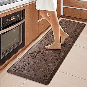 KMAT Kitchen Mat Cushioned Anti-Fatigue Floor Mat Waterproof Non-Slip Standing Mat Ergonomic Comfort Floor Mat Rug for Home,Office,Sink,Laundry,Desk 17.3" (W) x 60"(L),Brown
