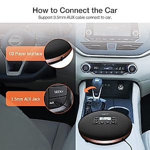 HOTT CD711T Bluetooth Rechargeable Portable CD Player for Home Travel and Car with Stereo Headphones and, Anti Shock Protection-Black