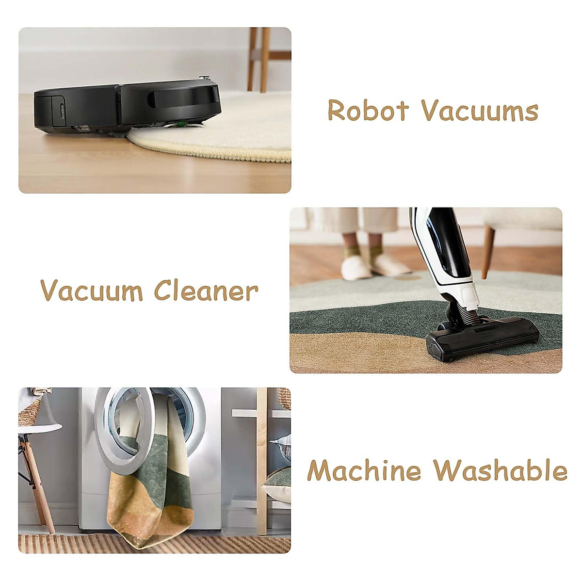 Sungea 4ft Abstract Round Rug,Soft Washable Non-Slip Sun and Mountain Circle Kids Room Rugs,Chic Faux Wool Low-Pile Circular Throw Rugs for Entryway/Bedroom/Nursery/Living Room/Bathroom(Grey)