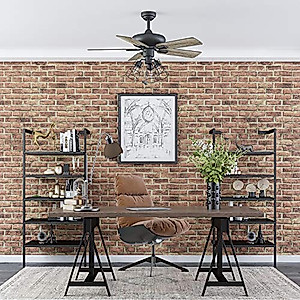 Prominence Home Madison County, 42 Inch Industrial Style LED Ceiling Fan with Light, Pull Chain, Three Mounting Options, Modern Dual Finish Blades, Reversible Motor - 50588-01 ( Bronze)