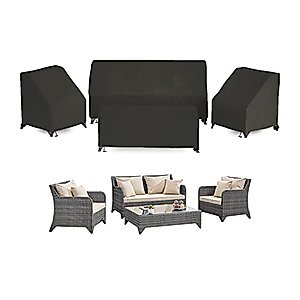 MaWGcowerd Patio Furniture Cover-420D Oxford Cloth Sofa Table Chair Waterproof Cover, 4 Piece Set of Outdoor Garden Patio Furniture Waterproof Dustproof Sunscreen Cover