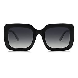 SOJOS Retro Nude Square Polarized Sunglasses for Women Trendy 90s Rectangle Sun Glasses UV400 Shades SJ2219 with Black/Gradient Grey Lens