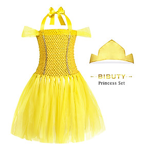 BIBUTY Princess Dress Up Clothes for Little Girls Princess Dresses, Pretend Play & Dress Up Princess Costume Set with Princess Crown for Little Girls, Princess Toys Gifts for 3-6 Toddler Little Girls