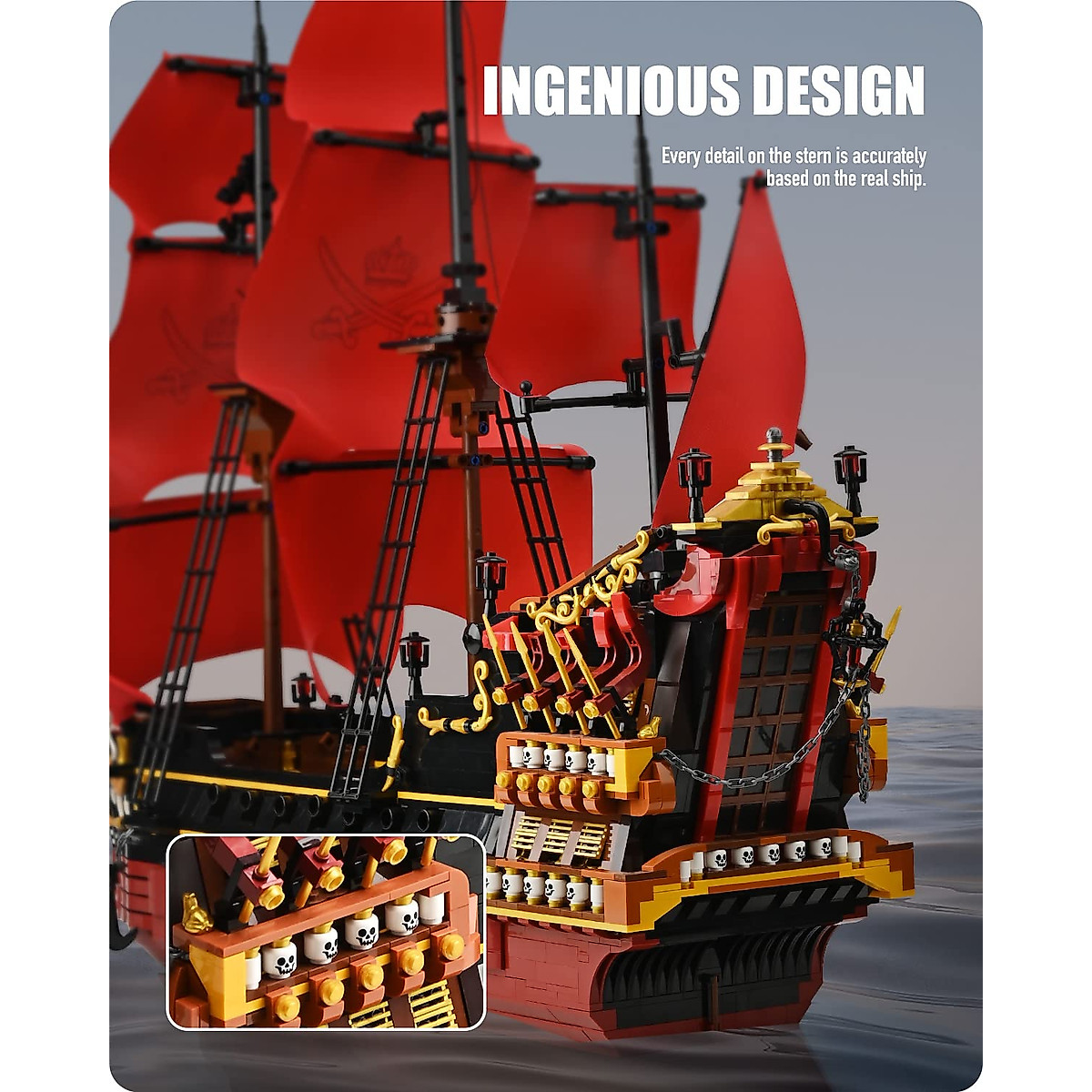 Nifeliz Queen Pirate Ship, Large Pirate Ship Building Block Kit, Creative Model Set and Assembly Toy for Adults (3,694 Pieces)