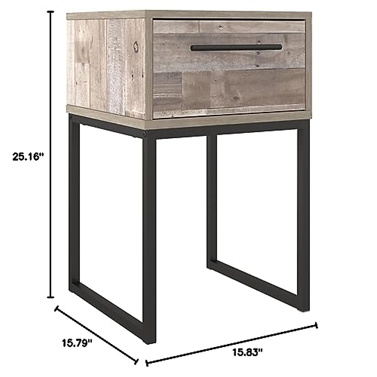 Signature Design by Ashley Neilsville Industrial 1 Drawer Nightstand, Light Brown