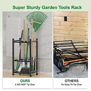 DIRZA Garden Tool Organizer,Yard Tool Organizer for Garage Organization and Storage,Garden Tool Rack with 9 Loops for Garage, Shed, Outdoor,Easy Take Out and Storage,Will NOT tip over