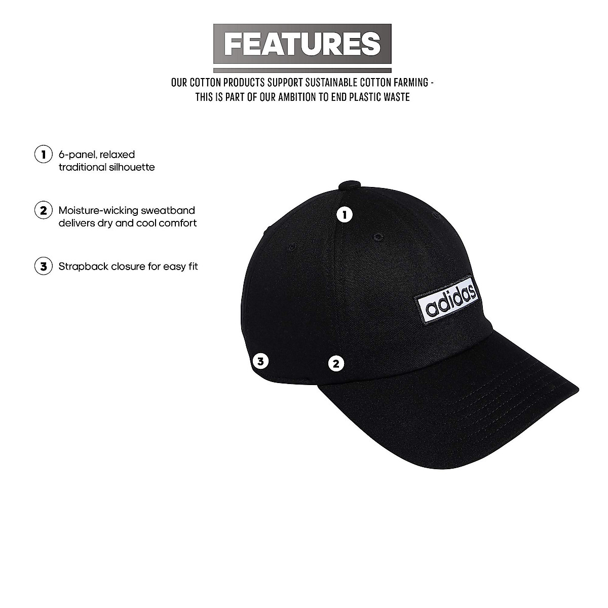 adidas Women's Contender Relaxed Adjustable Cap, Black/White, One Size