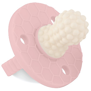 Soothipop Silicone Pacifier Teething Toys for Babies 0-6 Months 12, 18 Months - (2 Pack) Pacifier Shaped Baby Teether, Soft Teething Pacifiers for Babies Baby Teething Relief Bear (Mint & Cream)