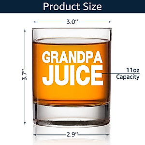 TOUNER Grandpa Juice Whiskey Glasses with Gift Box, New Grandpa Whiskey Glass Gifts, Pregnancy Announcement for Grandpa, Retirement Gifts for Grandpa, Fathers Day Birthday Gifts for Grandpa