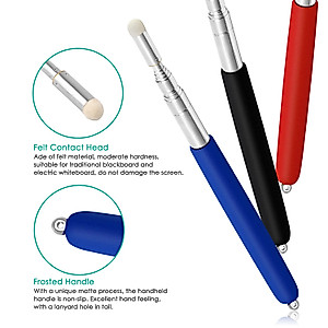 Alcoon 3 Pack Telescopic Teachers Pointer Retractable Handheld Presenter Extendable Classroom Whiteboard Pointer with Lanyard for Teachers, Coach, Presenter, Extends to 39 Inch (Black, Red, Blue)