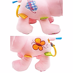 Zocita Baby Musical Elephant Stuffed Animal Toy, Bedtime Stroller Crib Plush Doll for Infant Toddler Kids(Pink)