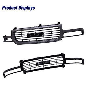 JustDrivably Front Grille Grill Compatible With 1999-2002 GMC Sierra 1500 2500/2001-2002 Sierra 1500HD 2500HD 3500HD /2000-2006 Yukon