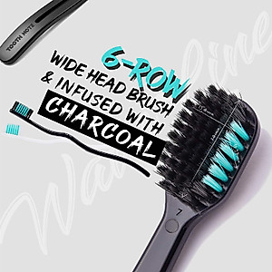 TOOTH NOTE Manual Toothbrush Wave Line (Infused Charcoal & White Set) / Soft Bristles for Sensitive Gums & Deep Clean/Clean Off Dental Plague/Practical and Functional Hands