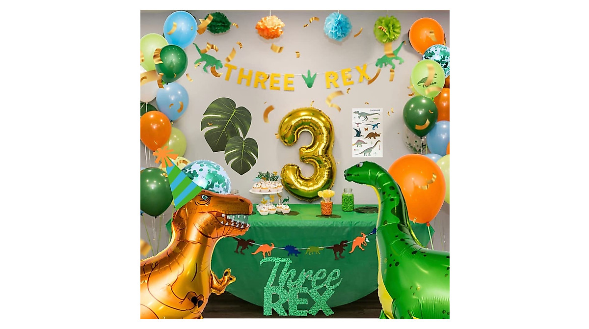 Three Rex Dinosaur Birthday Decorations for Boys