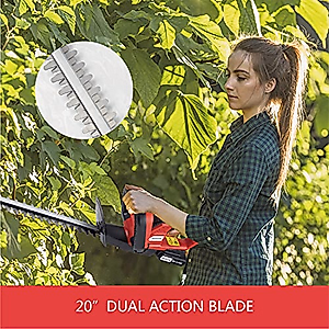 MELLCOM Hedge Trimmer, 20" Cordless Hedge Trimmer With 20V Lithium Battery, 1400 PRM Output&5/8" Cutting Capacity Lightweight Electric Hedge Trimmer For Bushes Cutting(Battery&Charger Included)