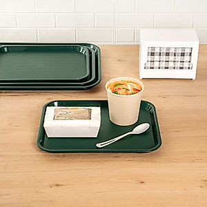 Restaurantware RW Base 10 x 14 Inch Fast Food Tray 1 Sturdy Cafeteria Lunch Tray - Lightweight No Slip Forest Green Plastic Serving Tray Rounded Corners For Restaurants Or Dinner Service