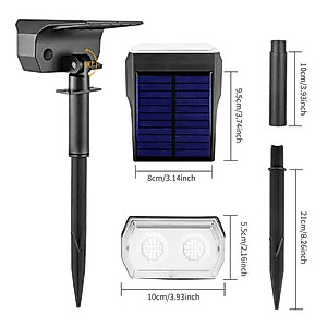 Sararoom 2Pcs Solar Spotlight Outdoor, 48 LEDs 1000LM 6500K Daylight White IP65 Waterproof Solar Landscape Spot Light, 3 Brightness Adjustable, Dusk to Dawn Solar Garden Light for Yard,Patio