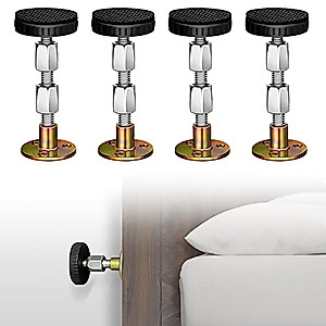 Tiilan Headboard Stoppers for Wall, Adjustable Threaded Bed Frame Anti-Shake Tool, Bed Frame Bumper Guards, Stable Tool for Bed, Cabinet, Sofa - Pack of 4 (1.0-3.2 in)