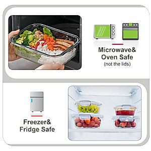 BAYZZ 30 Pieces Glass Meal Prep Containers, Airtight Glass Food Storage Containers, Glass Lunch Containers with Lids, Microwave and Dishwasher Friendly