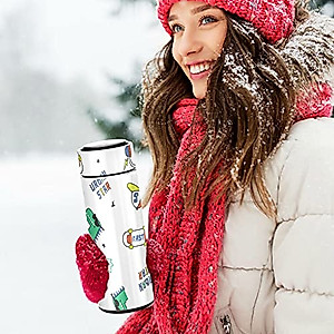 CaTaKu Cute Funny Sport Water Bottle Insulated 16 oz Stainless Steel Flask Thermos Bottle for Coffee Water Drink Reusable Wide Mouth Vacuum Travel Mug Cup