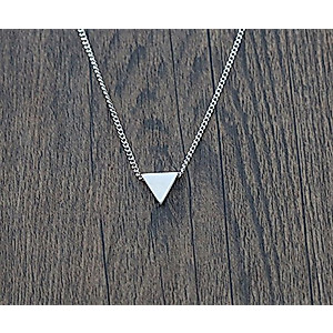 Amkaka Minimalist 925 Sterling Silver Tiny Geometric Triangle Necklace for Women