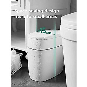 CY craft Plastic Trash Can with Lid,10L/2.6 Gallon Garbage Can,Modern Waste Basket Thin Trash Cans for Bathroom,Living Room,Office,Kitchen and Narrow Spaces,White