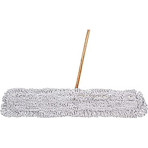 Tidy Tools Commercial Dust Mop & Floor Sweeper, 48 in. Dust Mop for Hardwood Floors, Cotton Reusable Dust Mop Head, Wooden Broom Handle, Industrial Dry Mop for Floor Cleaning & Janitorial Supplies