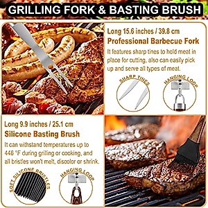 POLIGO 26PCS Grill Utensils Set for Outdoor Grill Set Stainless Steel BBQ Grill Accessories in Case - Premium BBQ Tools Grilling Tools Set Ideal Birthday Father's Day Grilling Gifts for Men Dad Women