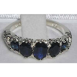 LetsBuyGold 14k White Gold Natural Sapphire Womens Anniversary Ring - Size 4.25