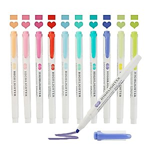 MAIKEDEPOT Real Mild Highlighters, Pastel Highlighter Assorted Colors Markers Dual Tip Highlighter Markers Chisel and Fine Tips for Coloring, Underlining, Highlighting (10colors)
