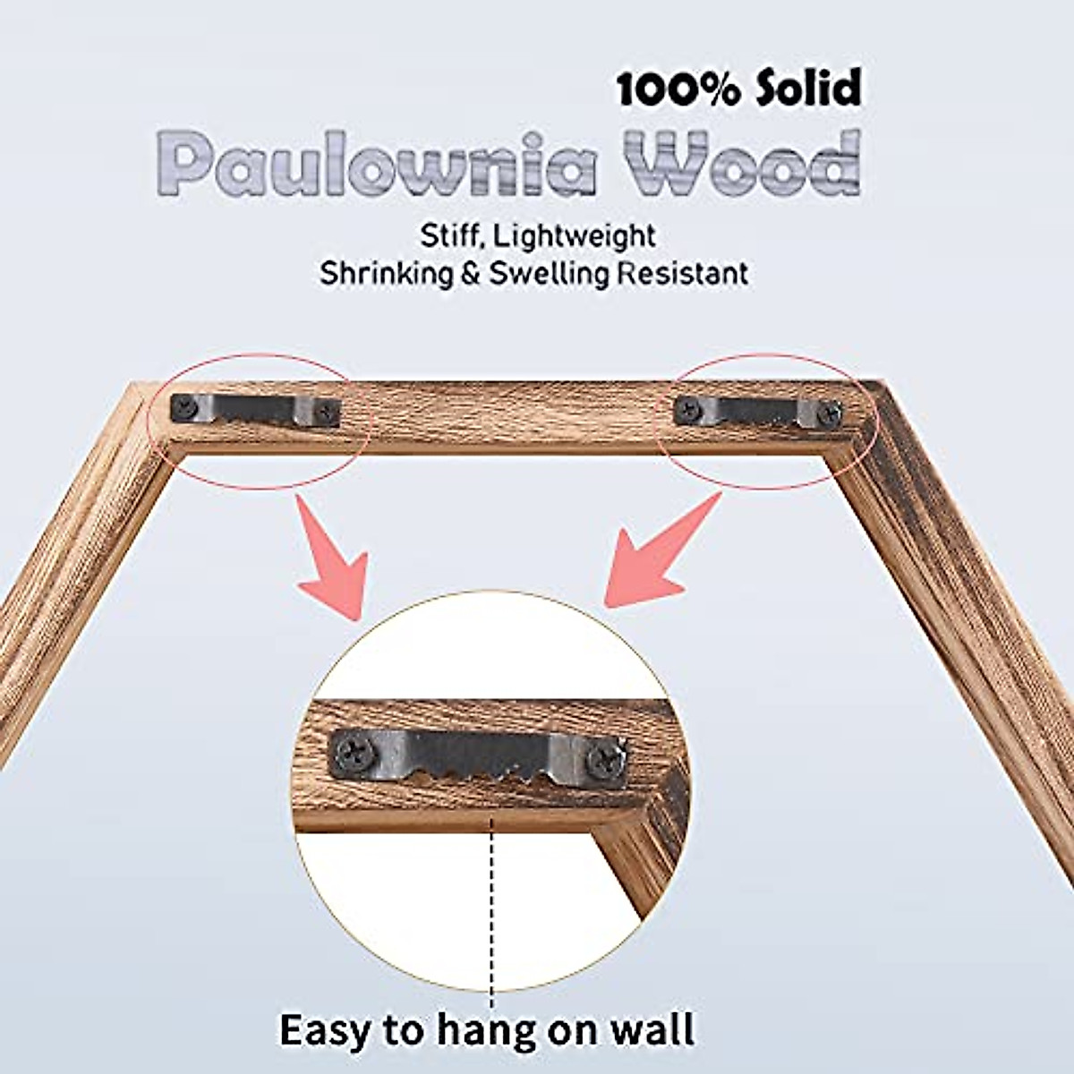 WONFUlity Hexagon Floating Shelves, Wall Mounted Wood Farmhouse Storage Honeycomb Shelves Set of 5 Wall Shelf for Bathroom, Kitchen, Bedroom, Living Room,Driftwood Finish Wall Decor, Light Brown