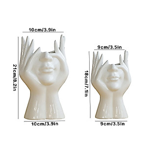 RESOYE Ceramic Flower Vase, Head Shaped Flower Vase White Modern Head Planter Pot Statue Flower Vase for Garden Living Room Home Table Art Statue Kitchen Festival Party Decor Indoor Outdoor