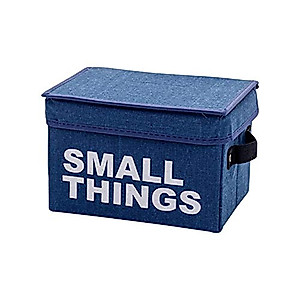 Czlsd Household Fabric Storage Box Storage Box with Lid Collapsible Canvas Storage Box Female Dormitory Put Clothes Storage Artifact (Color : Blue, Size : S)