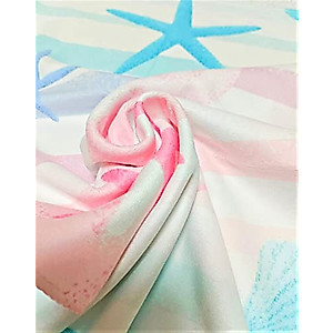 JALIBEI Starfish and Conches On Pink and Blue Striped Background Hand Towels Bath Towels Soft Kitchen Dish Towels 13.6*29 for Household Daily Use | Home Decoration | Carry-On Hotel Gym Spa