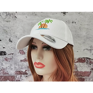 Hepandy Palm Trees Embroidered White Baseball Caps for Women Men Girls, Outdoor Adjustable Cotton Snapback Trucker Hats Embroidery Dad Hat Unisex
