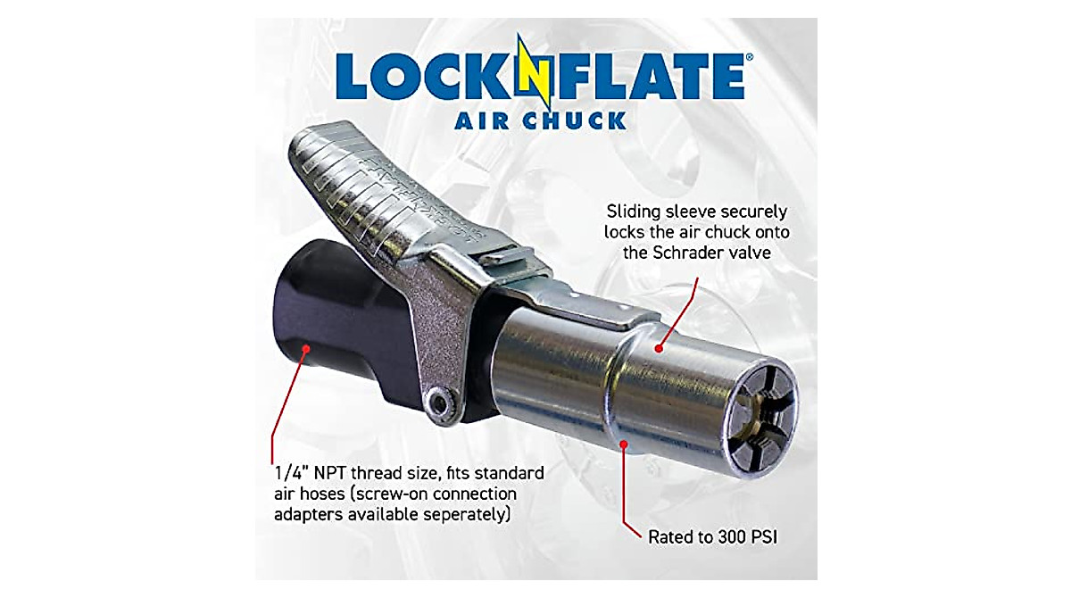 LockNFlate® Locking Air Chuck – Secure Tire Inflation