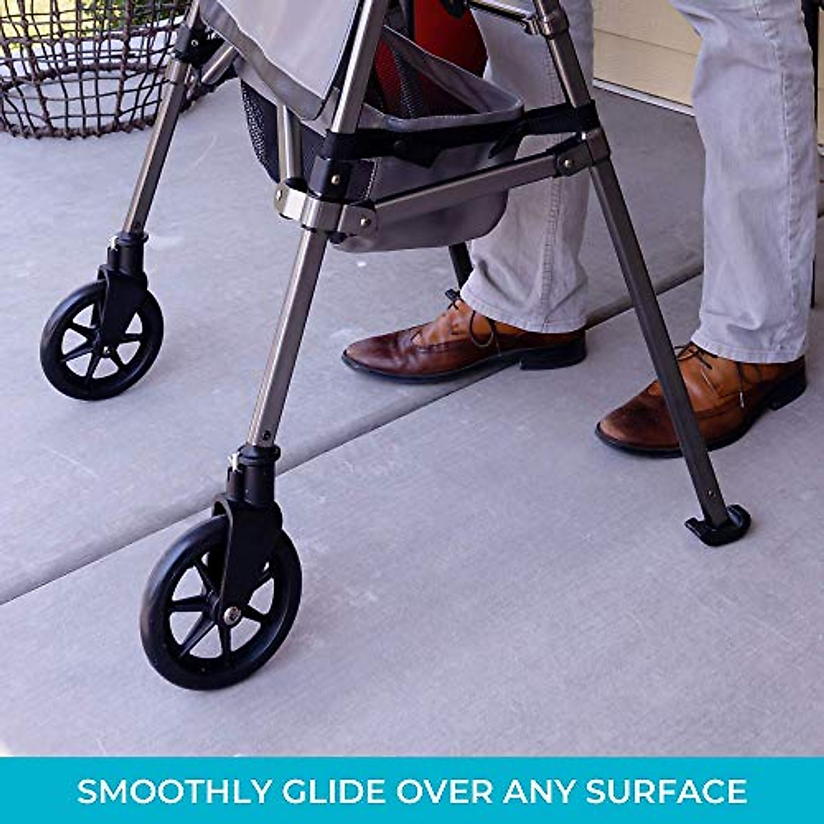 Stander Replacement Ski Glides, Compatible with the EZ Fold-N-Go Walker and the Able Life Space Saver Walker, Black, Set of 2