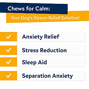 Hemp Calming Chews for Dogs - Dog Calming Treats - Anxiety Relief Treats - Dog Calming Chews - Stress - Sleep Calming Aid - Health & Wellness Supplements for Dog Separation Barking - 60 Treats